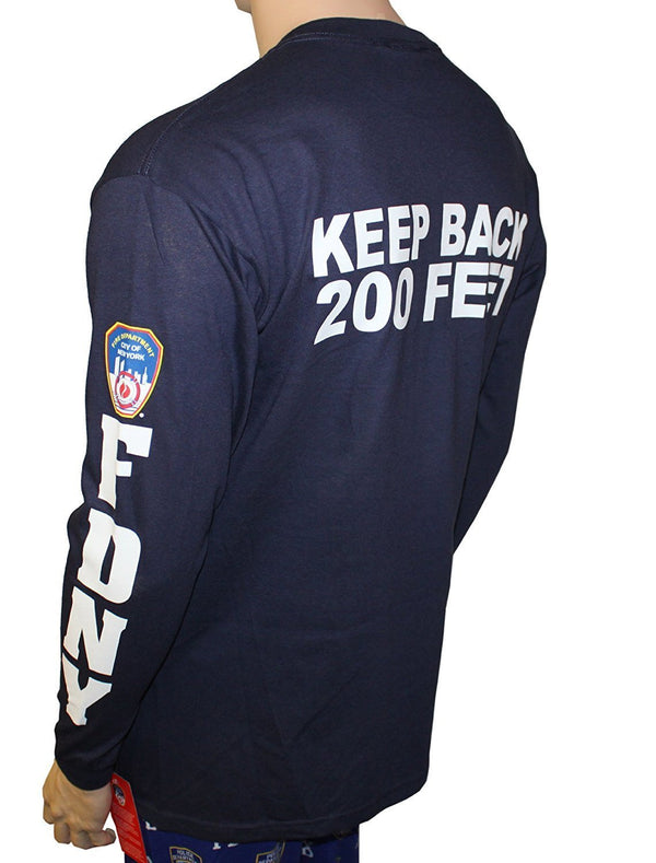 FDNY Long Sleeve Officially Licensed Keep Back 200 Feet T-Shirt Navy ...